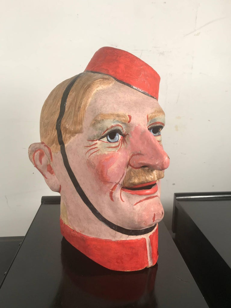 1930s Hand-Painted Paper Mache Carnival Head "Bellhop at 1stDibs