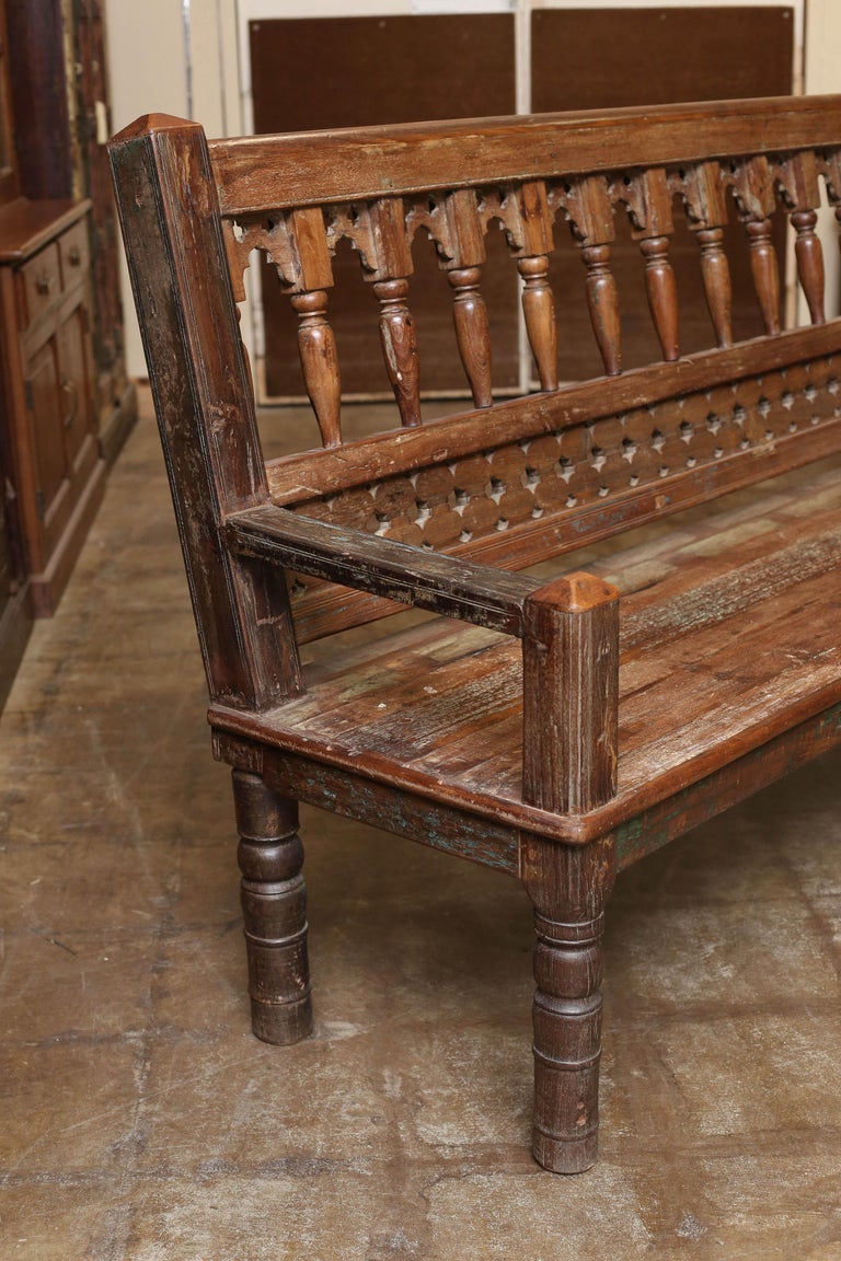 1930s Heavy Handcrafted Solid Teak Wood Bench from a Dutch Colonial ...