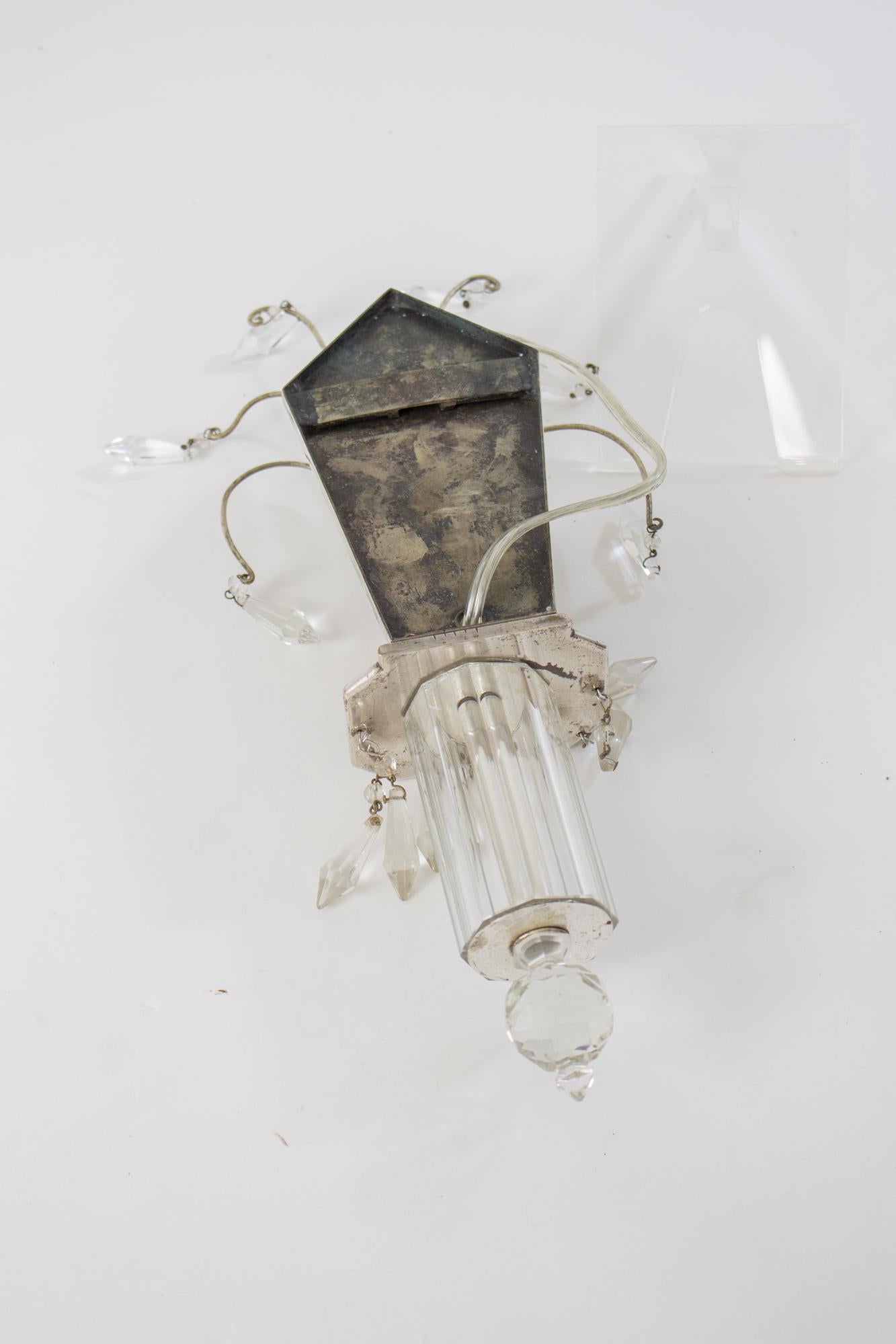 1930’s Hollywood Regency Waterfall Silver and Crystal Sconces - a Pair ...