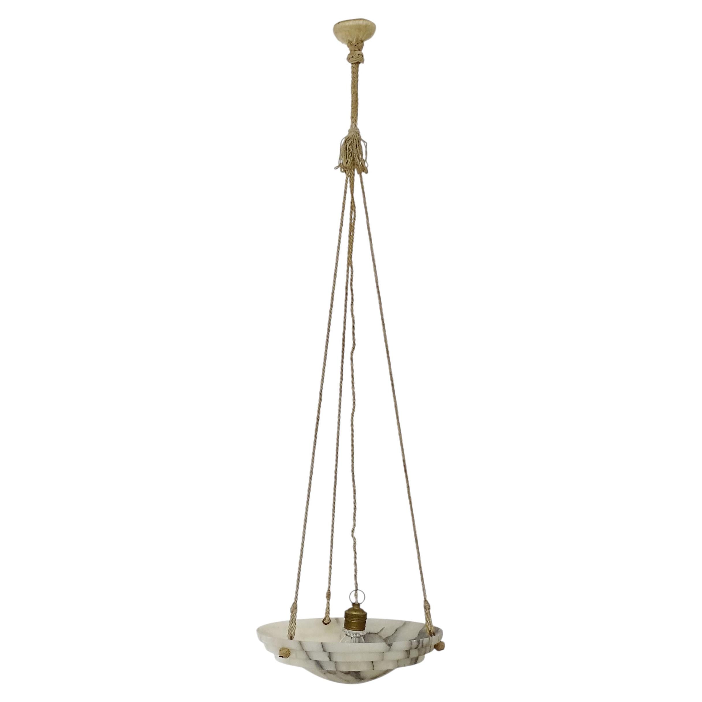 French Art Deco, Classical Rope and Alabaster Ceiling Light, 1930s For ...