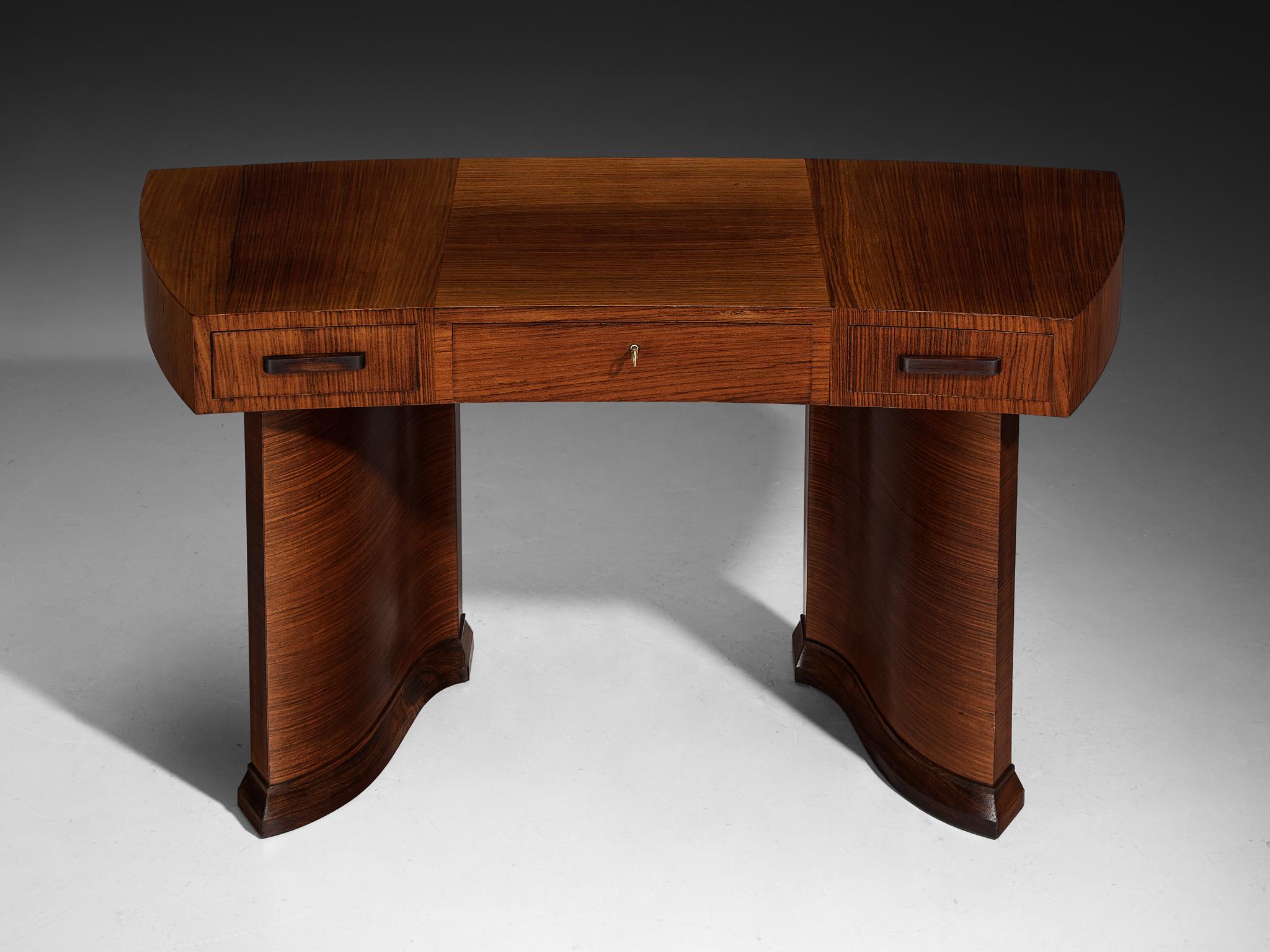 1930s Italian Art Deco Writing Desk in Rosewood For Sale at 1stDibs