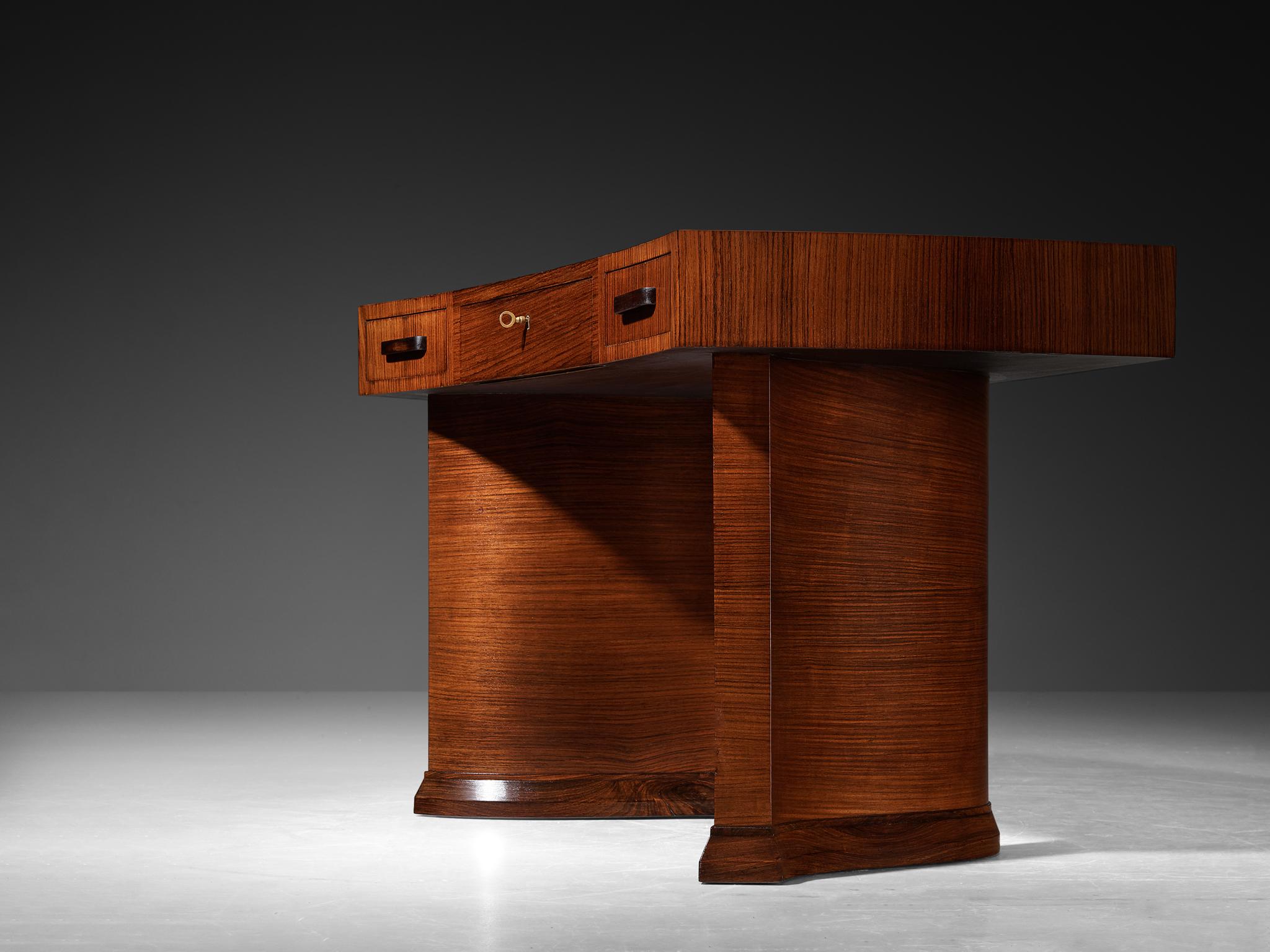1930s Italian Art Deco Writing Desk in Rosewood For Sale at 1stDibs