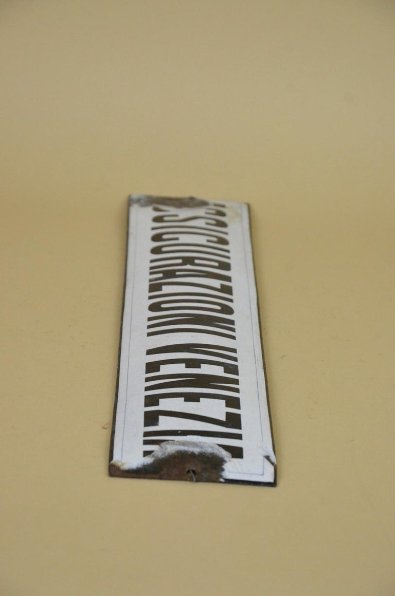 1930s Italian Enamel Metal Insurance Sign "Assicurazioni Venezia" For ...