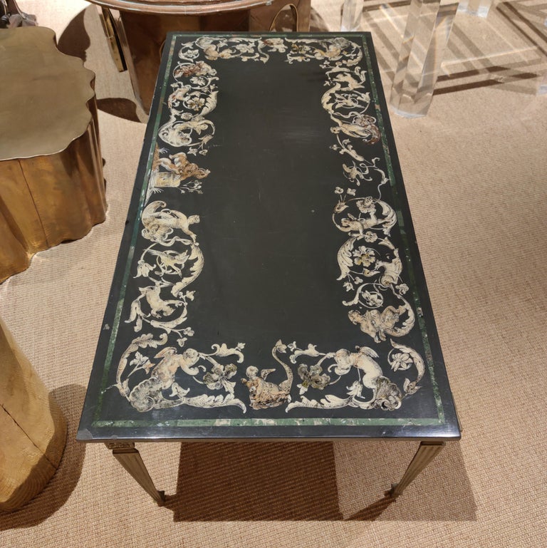 1930s Italian Nero Marble Coffee Table Framed w/ Ornamental Stucco ...
