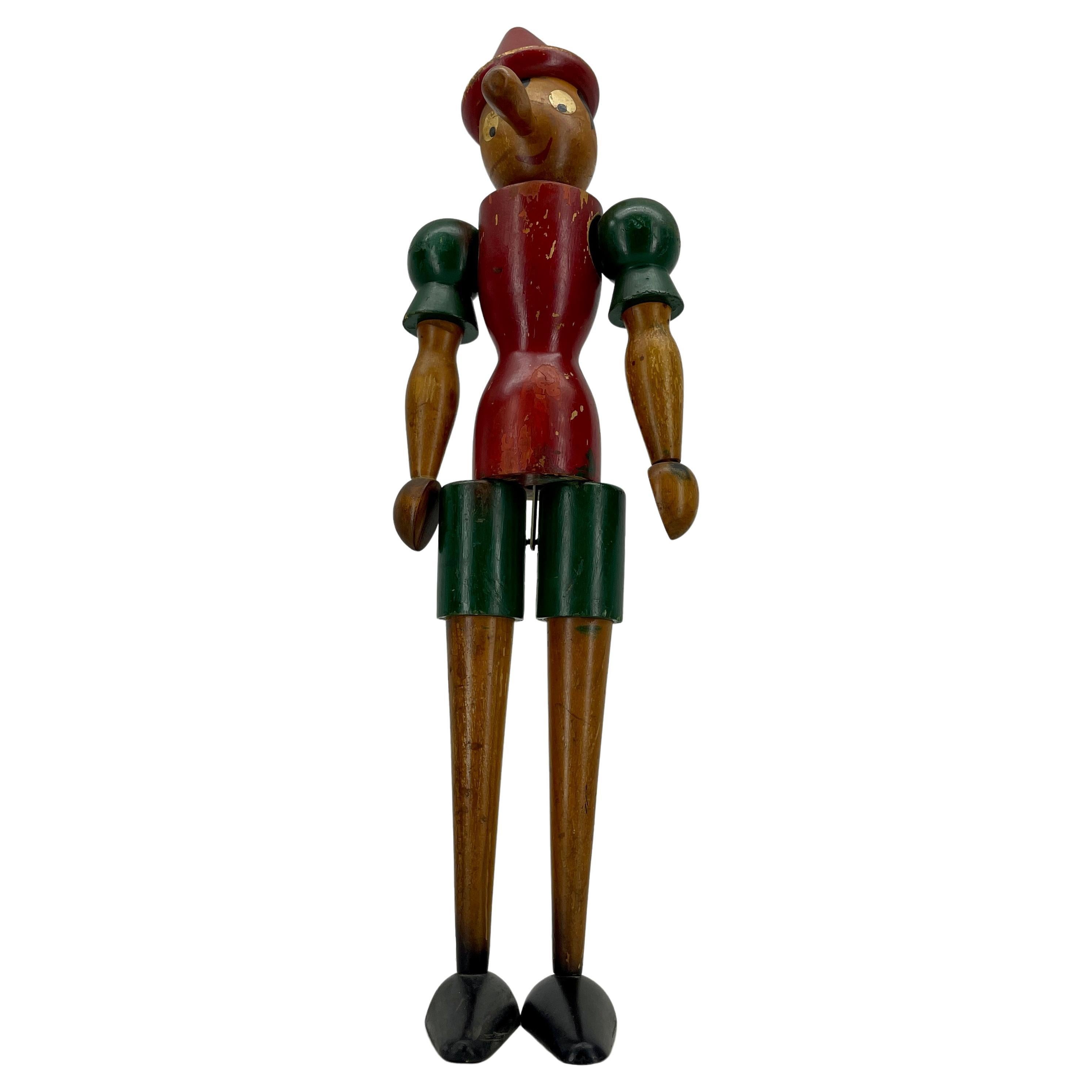 Early 1950’s Italian Wood Pinocchio Folk Art Toy Sculpture For Sale at ...