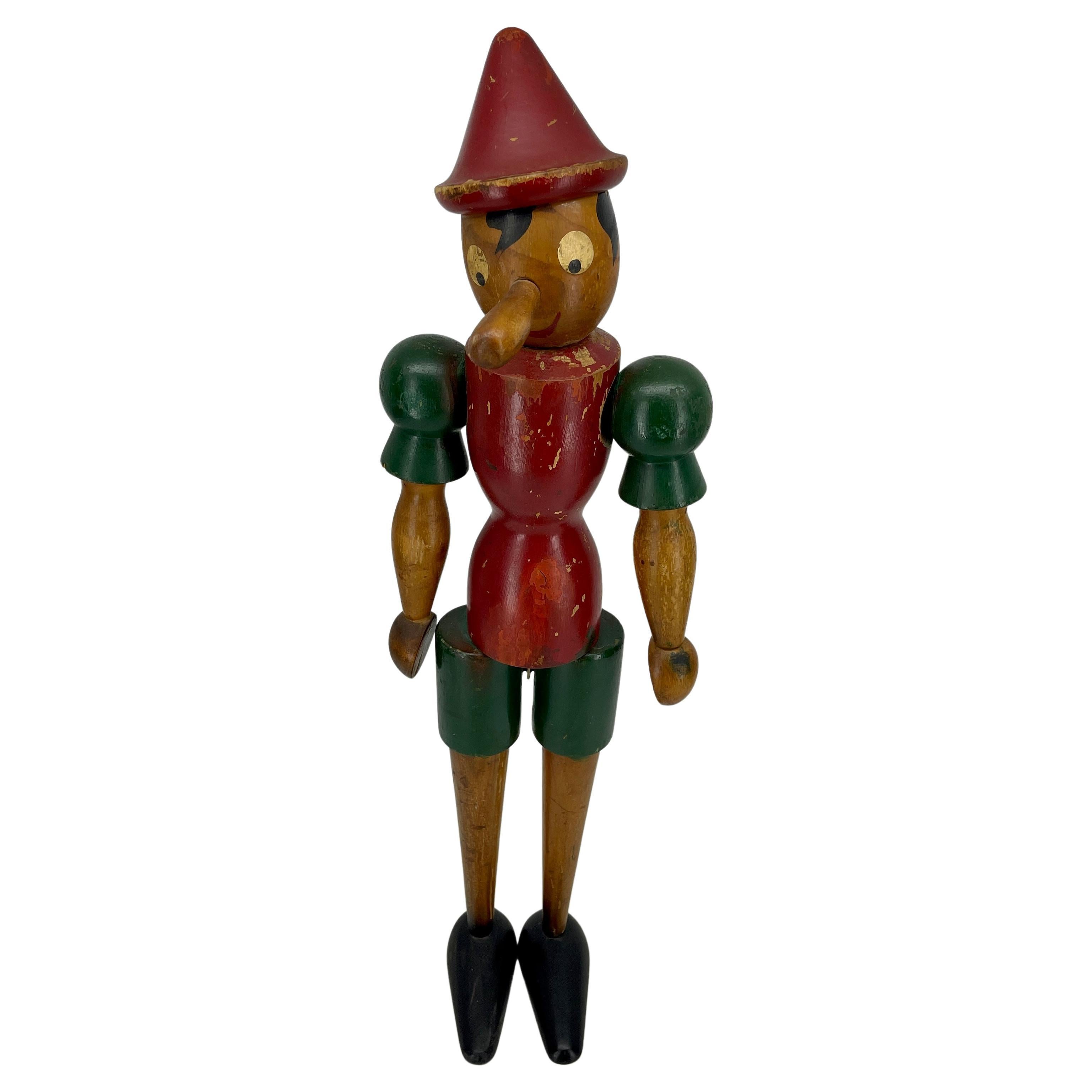 Early 1950’s Italian Wood Pinocchio Folk Art Toy Sculpture For Sale at ...