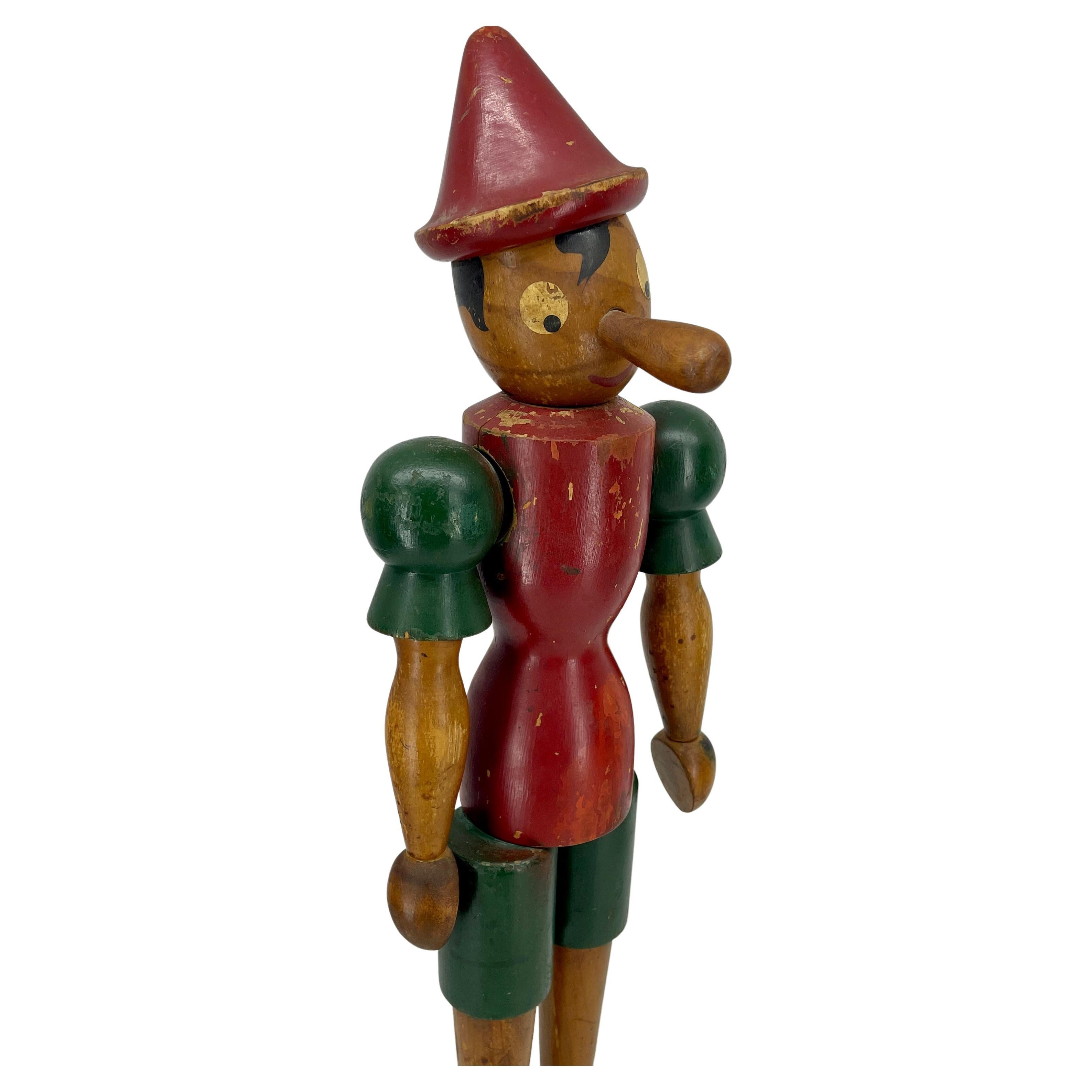 Early 1950’s Italian Wood Pinocchio Folk Art Toy Sculpture For Sale at ...
