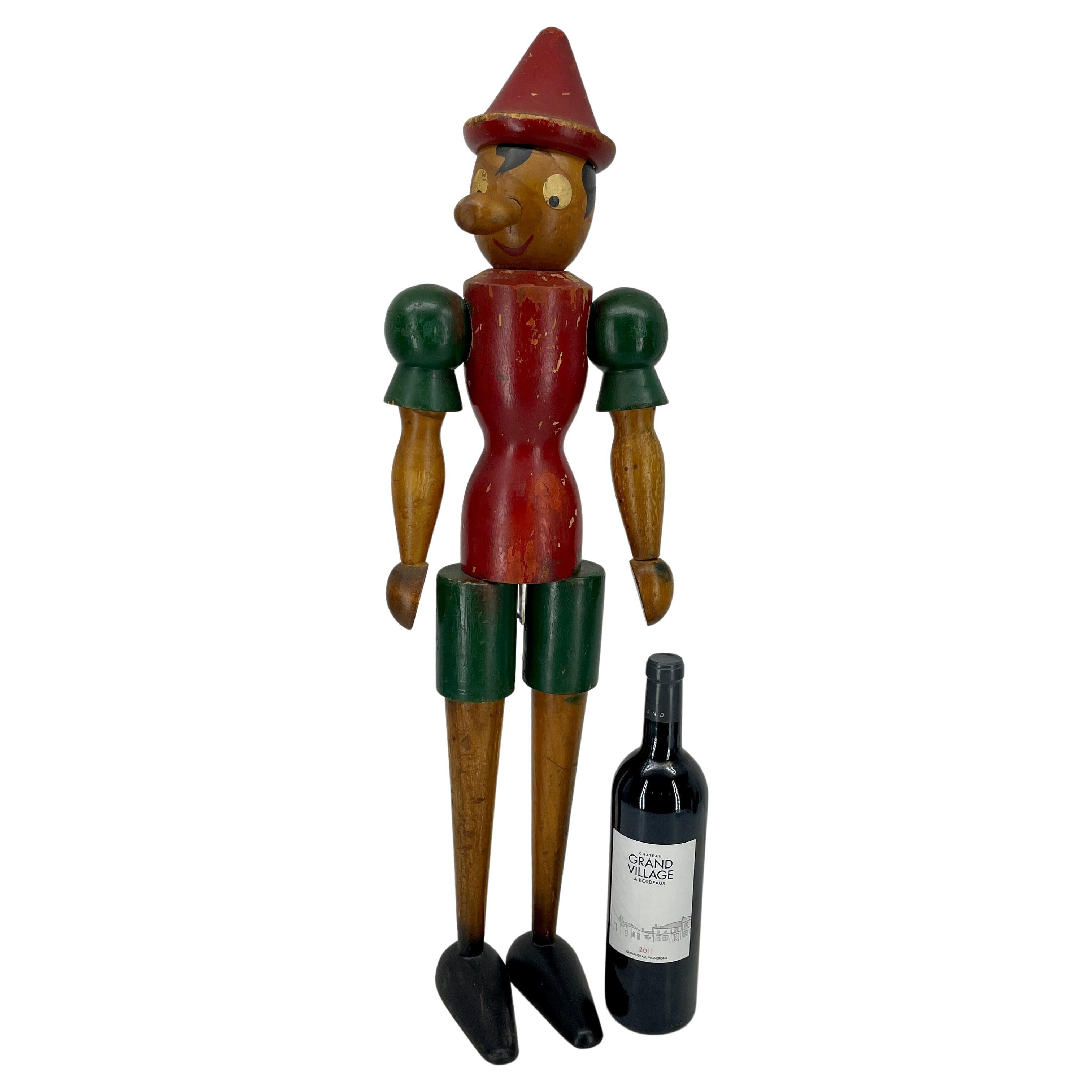 Early 1950’s Italian Wood Pinocchio Folk Art Toy Sculpture For Sale at ...