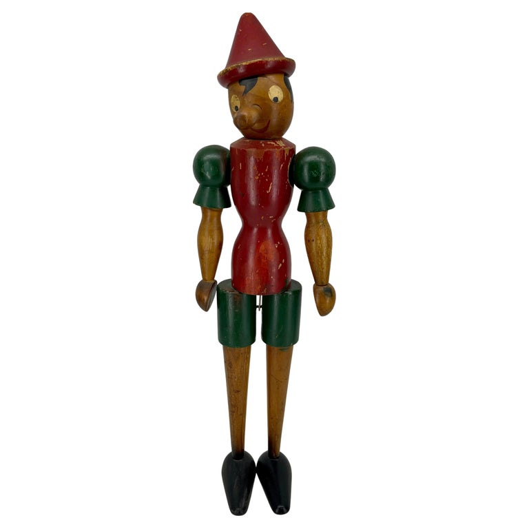 Early 1950’s Italian Wood Pinocchio Folk Art Toy Sculpture For Sale at ...