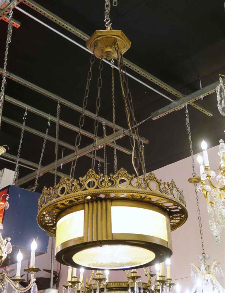 1930s Judaic Bronze Art Deco Pendant Light from a NYC Synagogue at 1stDibs