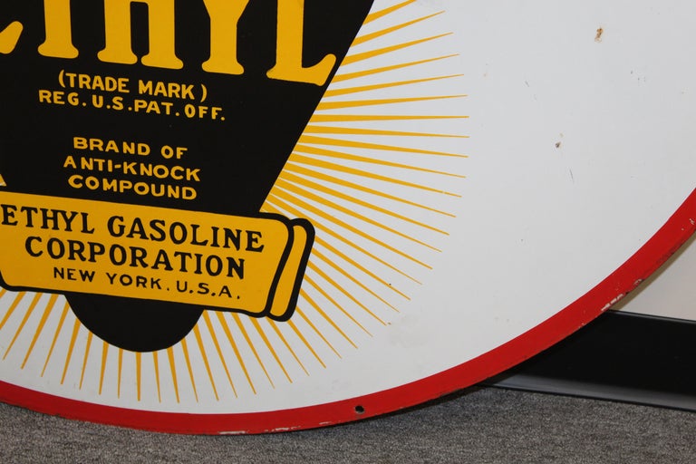 1930s Kanotex Ethyl Gasoline Porcelain Sign For Sale at 1stDibs
