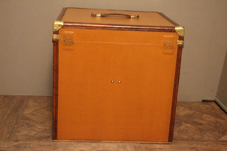 1930s Light Brown Canvas Extra Large "Cube Shape" French Hat Trunk, Hat ...
