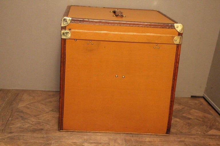 1930s Light Brown Canvas Extra Large "Cube Shape" French Hat Trunk, Hat ...