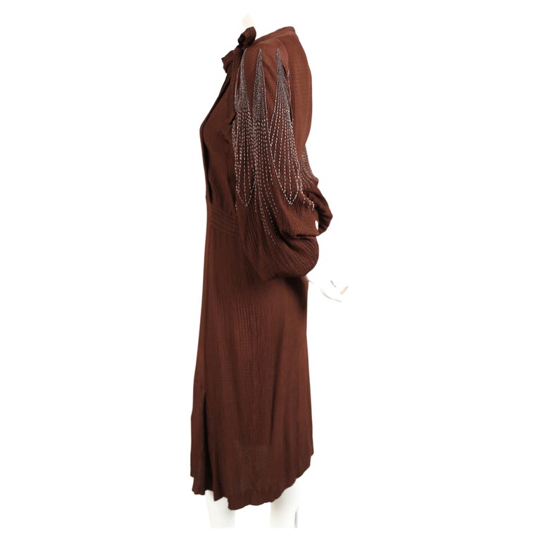 1930's MAINBOCHER PARIS crepe dress with beaded sleeves at 1stDibs