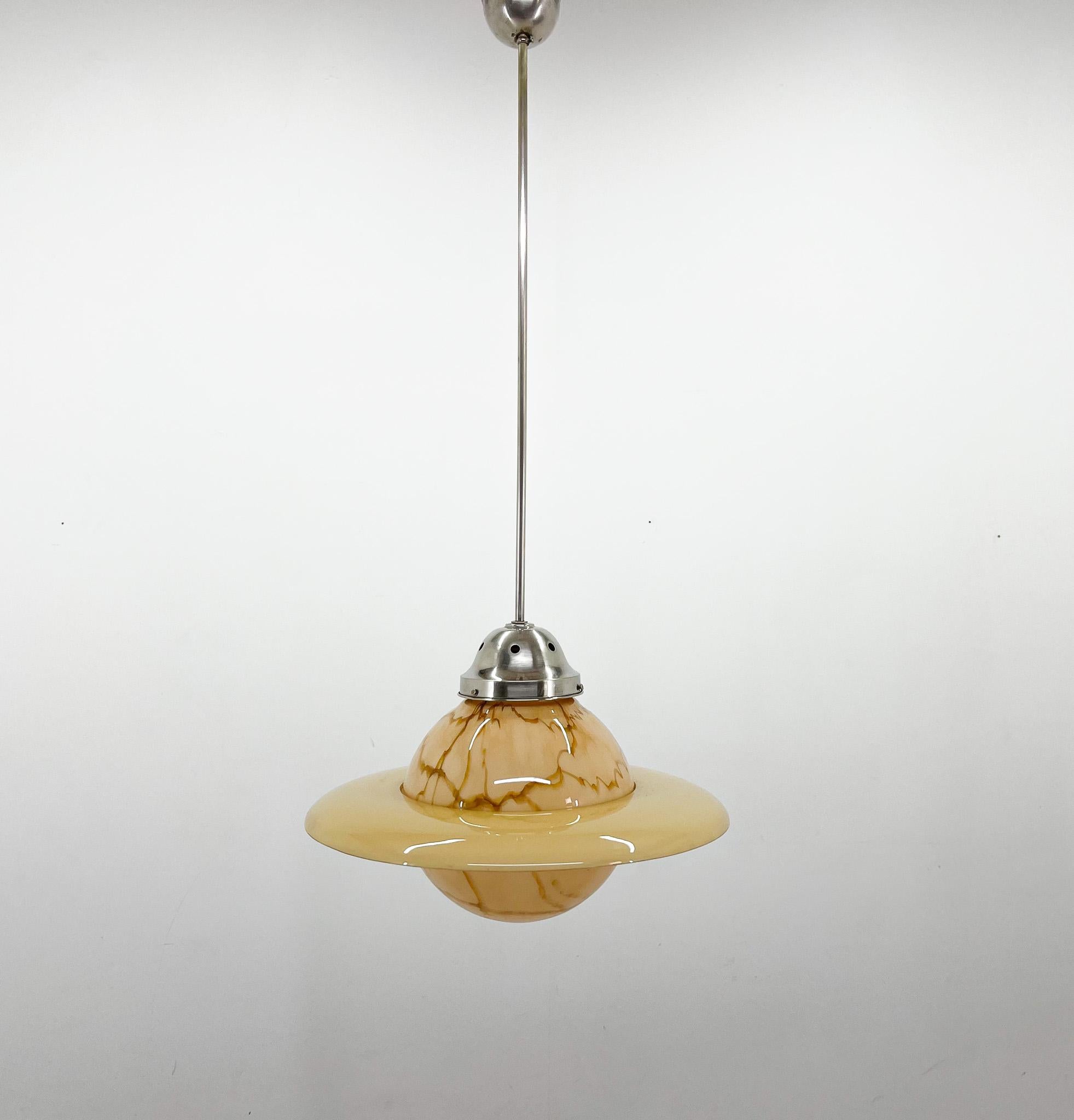 1930's Marble Glass Saturn Pendant For Sale at 1stDibs