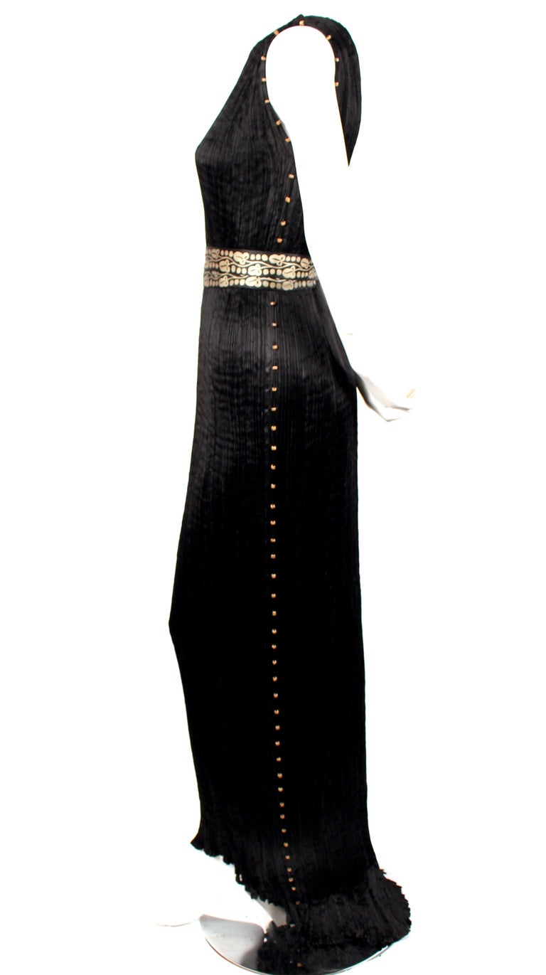 1930's MARIANO FORTUNY black silk pleated Delphos gown at 1stDibs