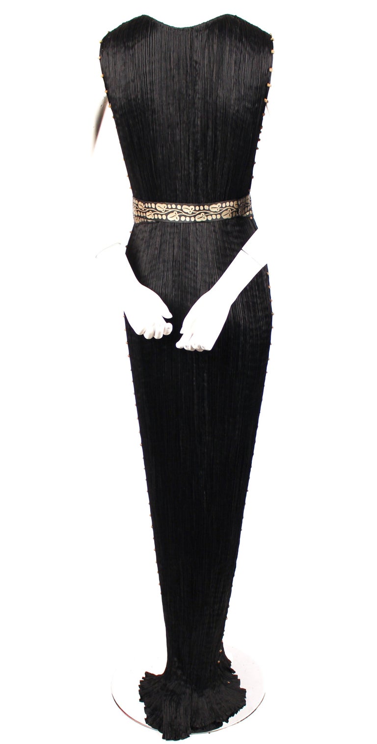 1930's MARIANO FORTUNY black silk pleated Delphos gown at 1stDibs