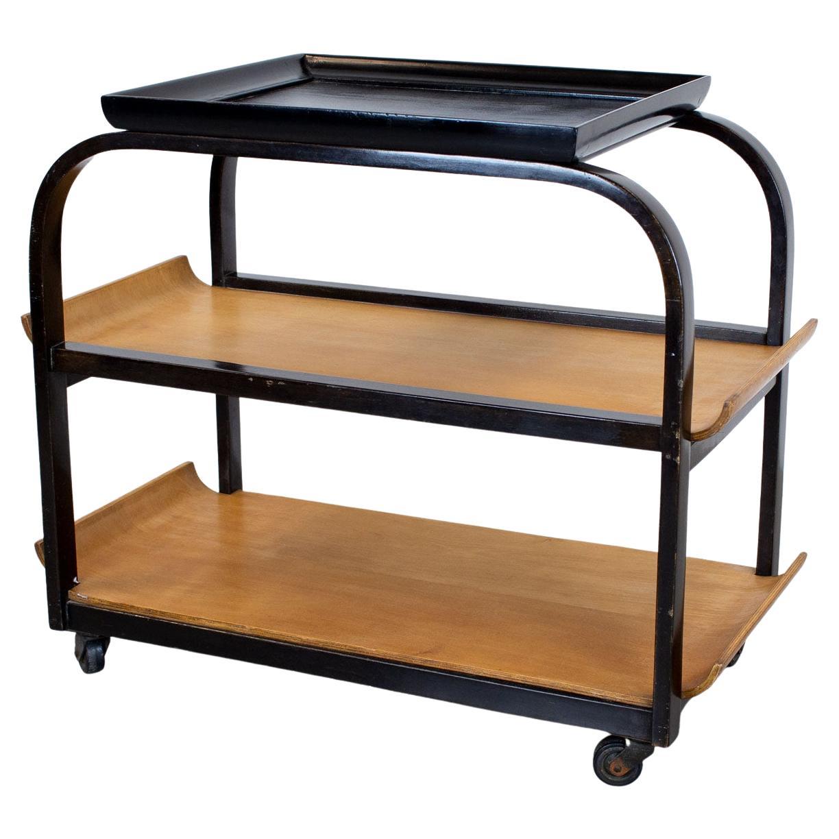 Restored Art Deco Serving Trolley Made in the 1930s by Thonet, Walnut ...