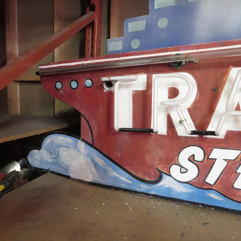 1930s Neon Sign - Ocean Liner - Travel Agency at 1stDibs
