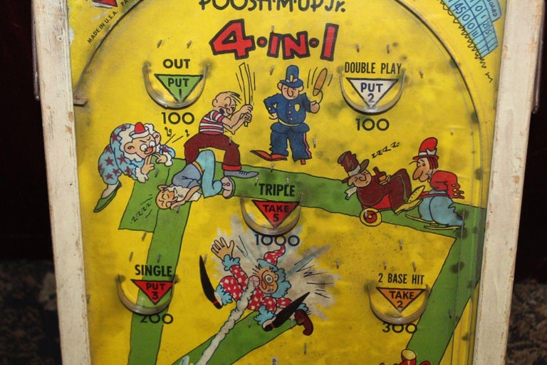 1930s Northwestern Poosh-m-up Jr. Baseball Tabletop Pinball Game For ...