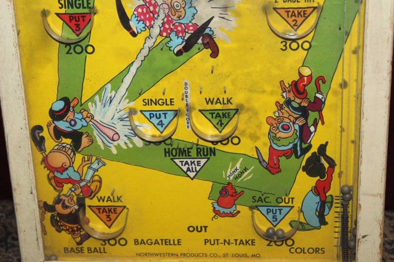 1930s Northwestern Poosh-m-up Jr. Baseball Tabletop Pinball Game For ...