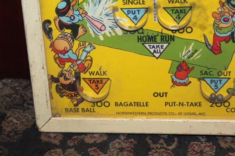 1930s Northwestern Poosh-m-up Jr. Baseball Tabletop Pinball Game For ...