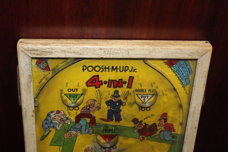 1930s Northwestern Poosh-m-up Jr. Baseball Tabletop Pinball Game For ...