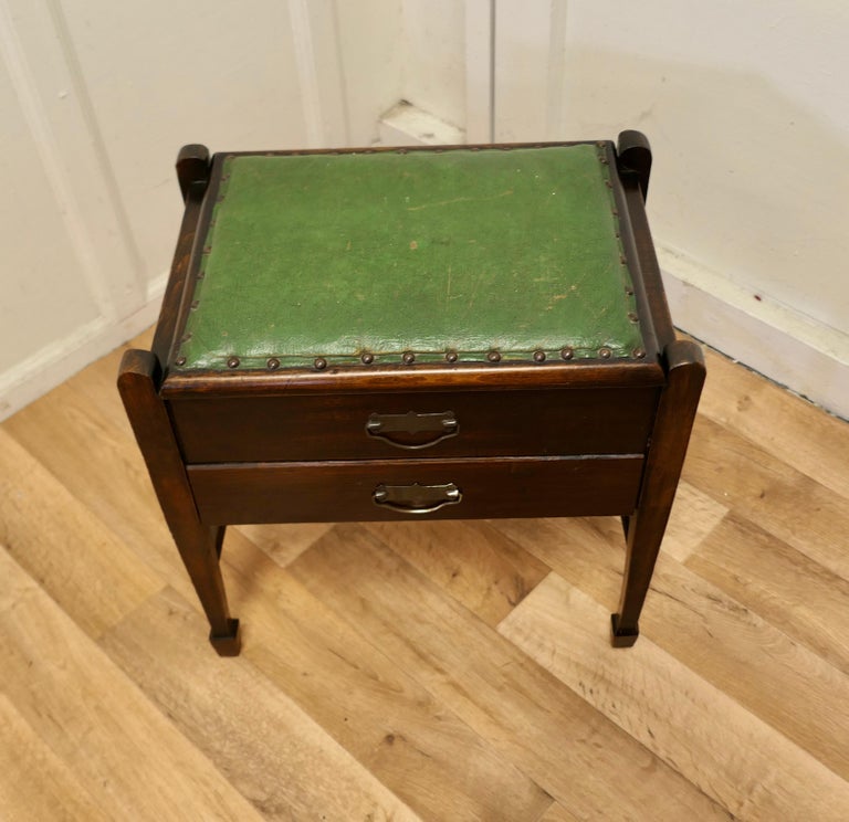 1930s Oak Sewing Box Table with Drawer For Sale at 1stDibs