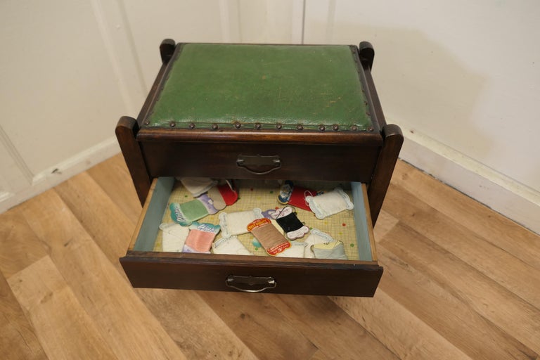 1930s Oak Sewing Box Table with Drawer For Sale at 1stDibs