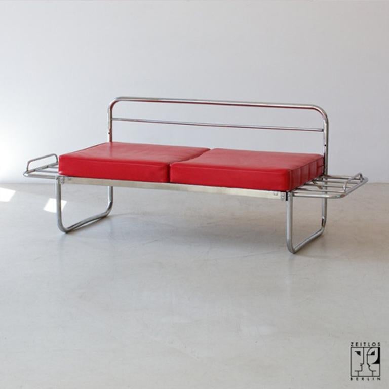 1930s original extendable Bauhaus tubular steel couch - daybed by Franz ...