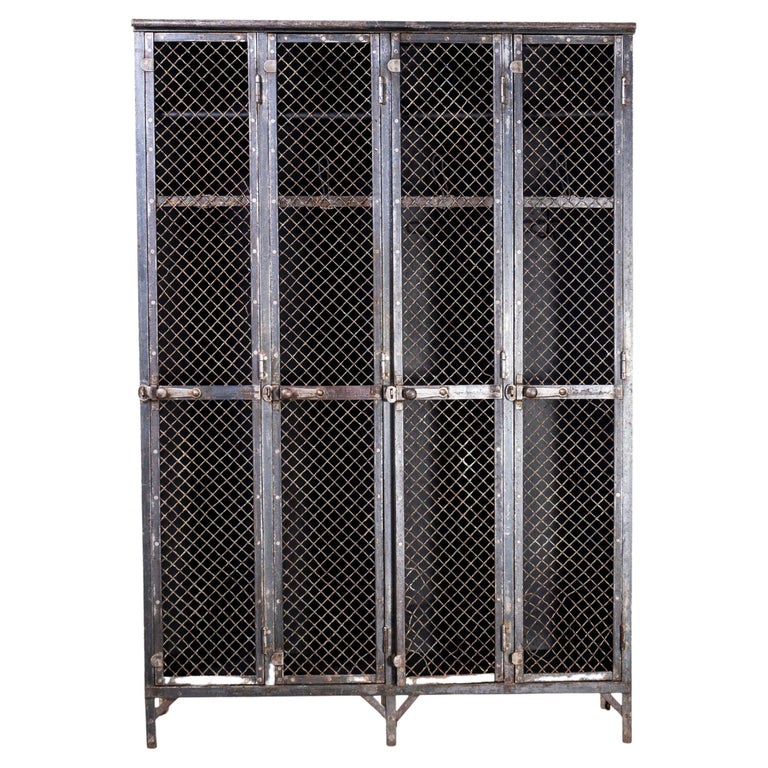 1930's Original French Metal Four Door Mesh Locker by Gantois For Sale ...