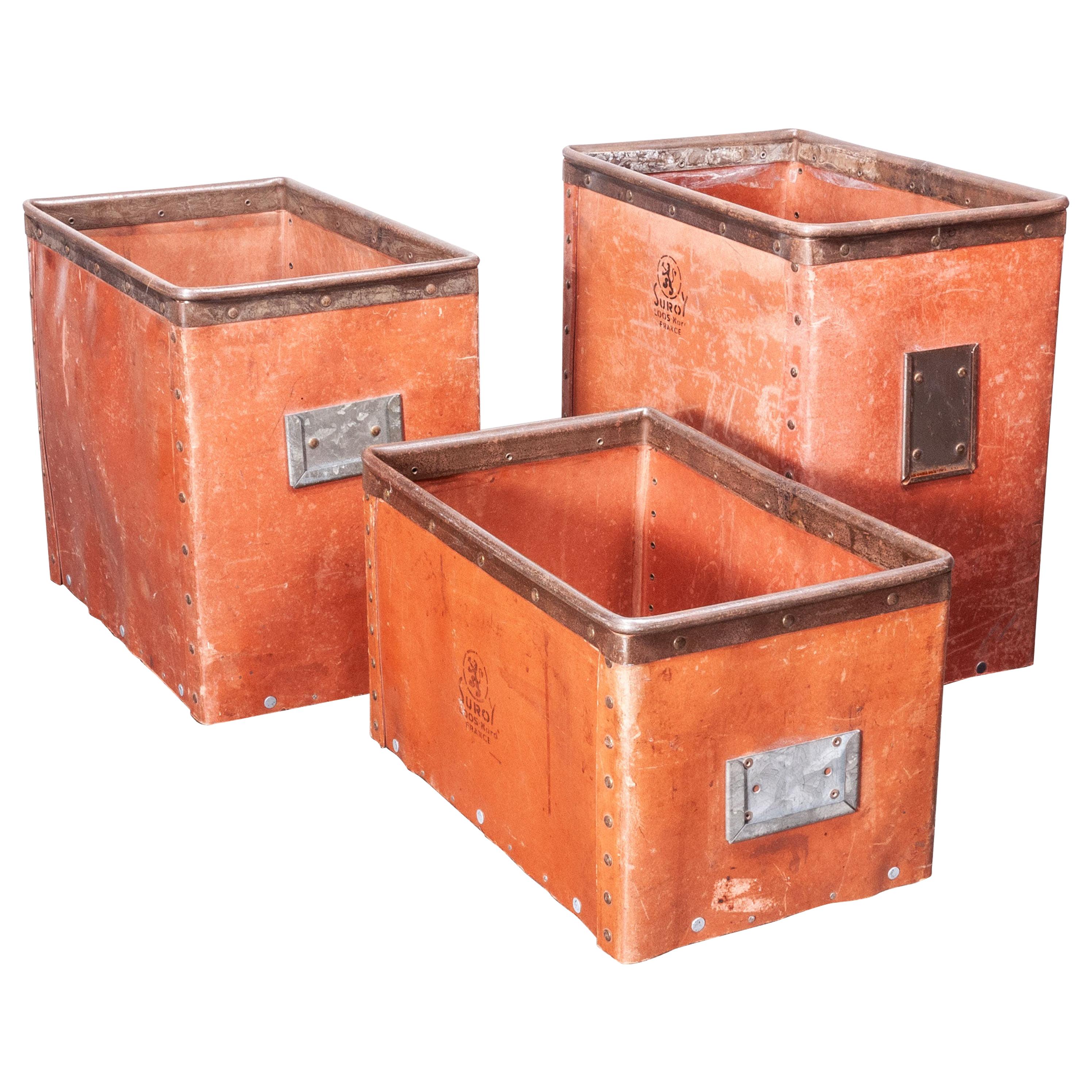1930's Original Suroy Low Industrial Storage Box, Set Of Three at 1stDibs