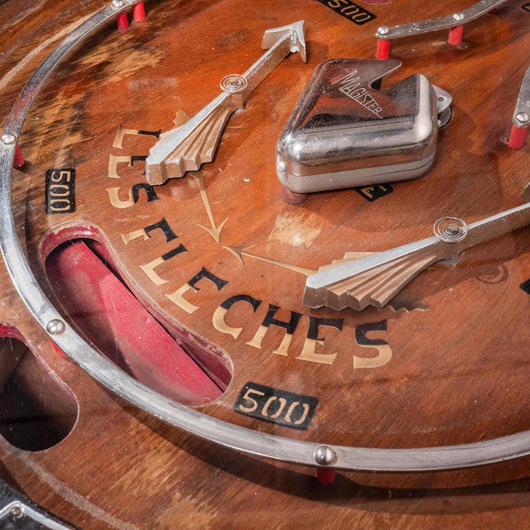 1930s Original Working French Magister Pinball Table, Les Fleches at ...