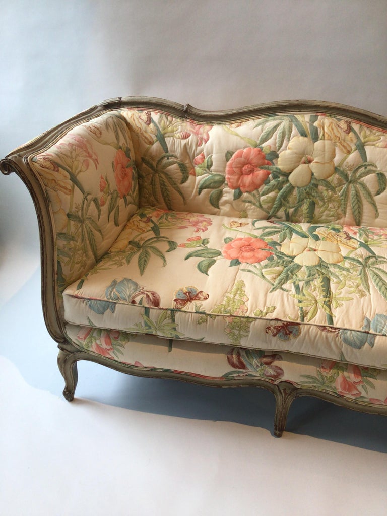 1930s Painted Off White French Settee For Sale at 1stDibs