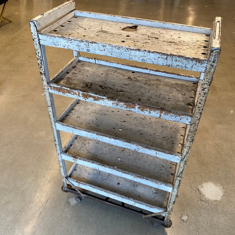 1930's Painted Wooden 5 Shelves Cart Or Bread Rack For Sale at 1stDibs ...