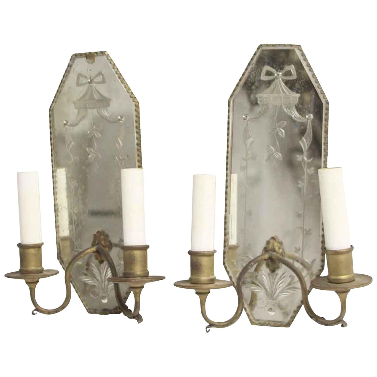 Pair Single Arm Brass Hurricane Sconces w/ Spiral Back Plate at 1stDibs