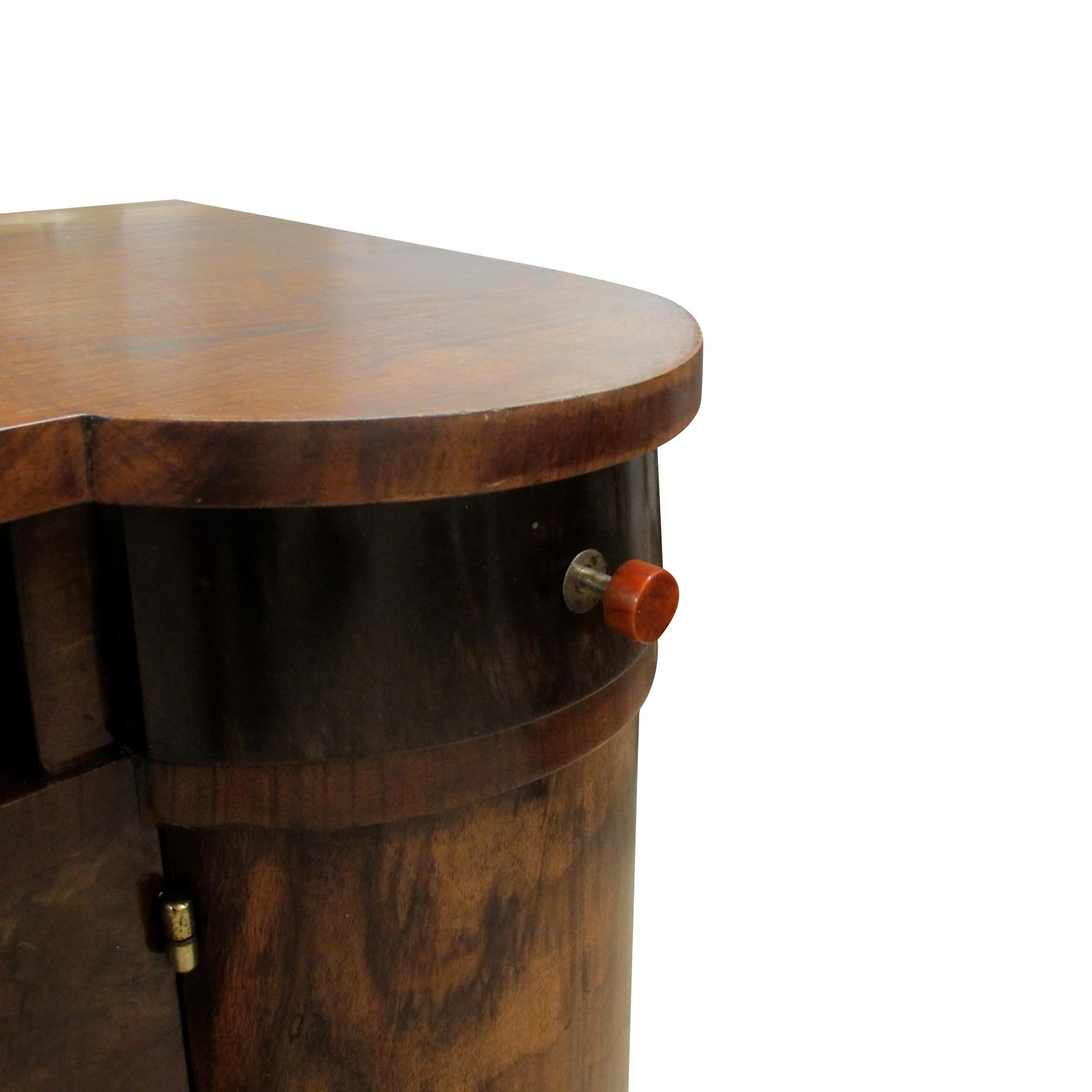 1930s Pair of Art Deco Walnut Veneers Bedside Table/Nightstands, French ...