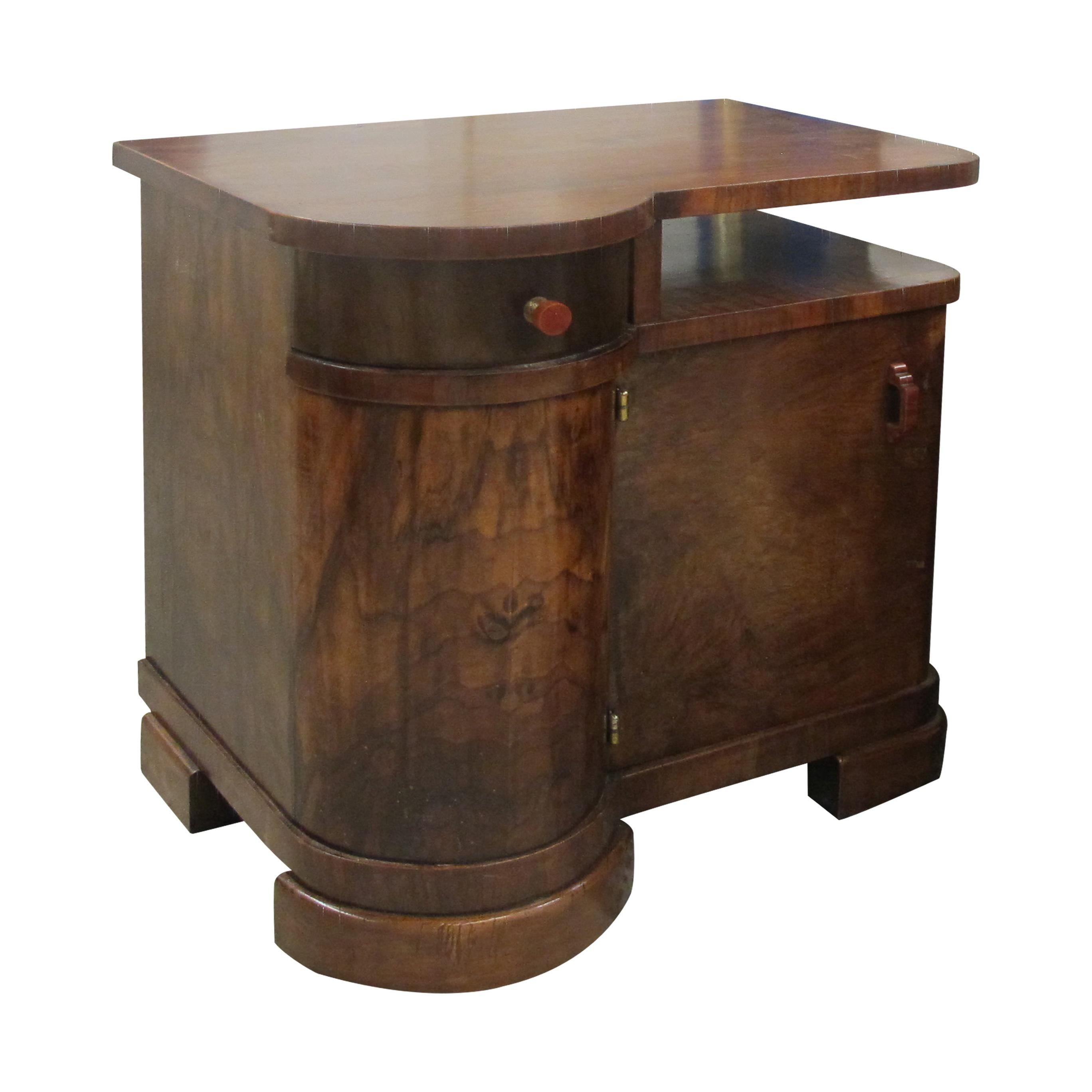 1930s Pair of Art Deco Walnut Veneers Bedside Table/Nightstands, French ...