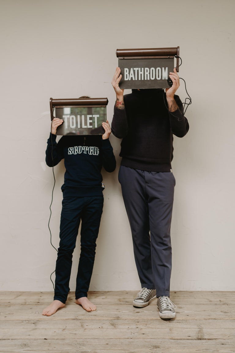 1930's Pair of Doublesided Illuminated Glass Signs For Sale at 1stDibs