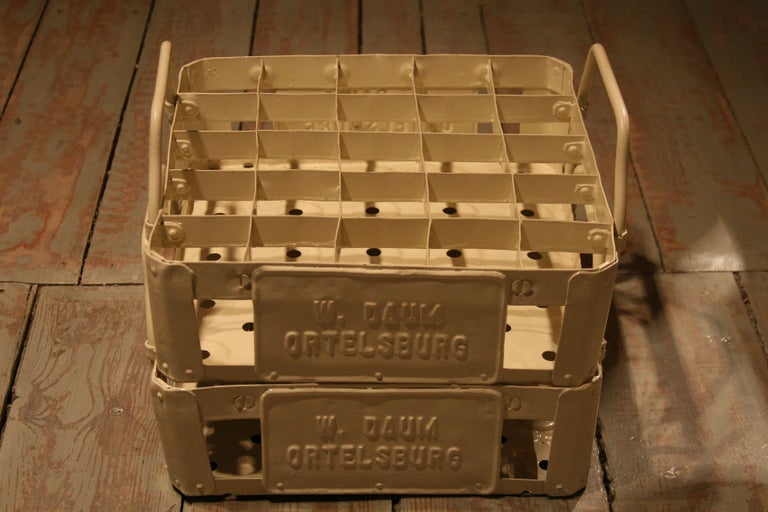 1930s Pair of Steel Walter Daum Ortelsburg Bottle Boxes For Sale at 1stDibs