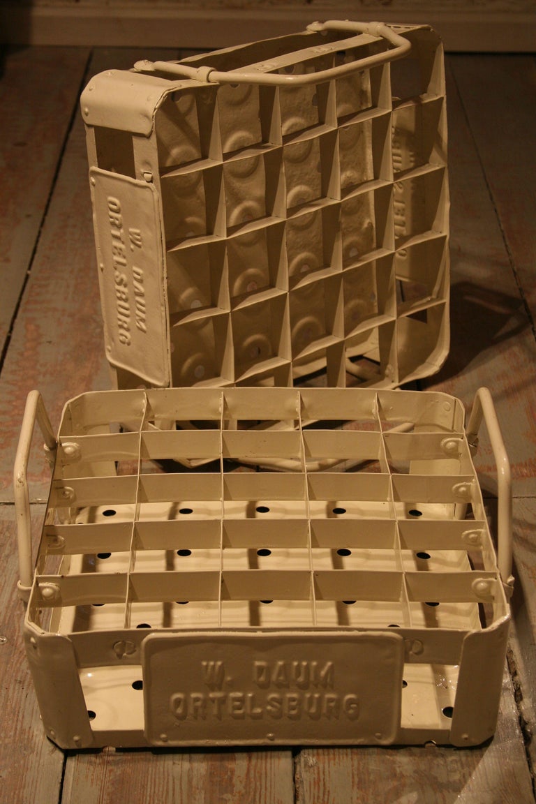 1930s Pair of Steel Walter Daum Ortelsburg Bottle Boxes For Sale at 1stDibs