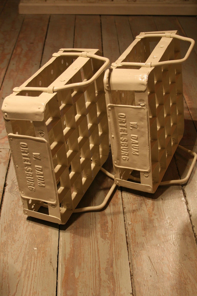 1930s Pair of Steel Walter Daum Ortelsburg Bottle Boxes For Sale at 1stDibs