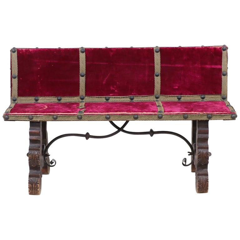 1930s Petite Spanish Baroque Bench at 1stDibs