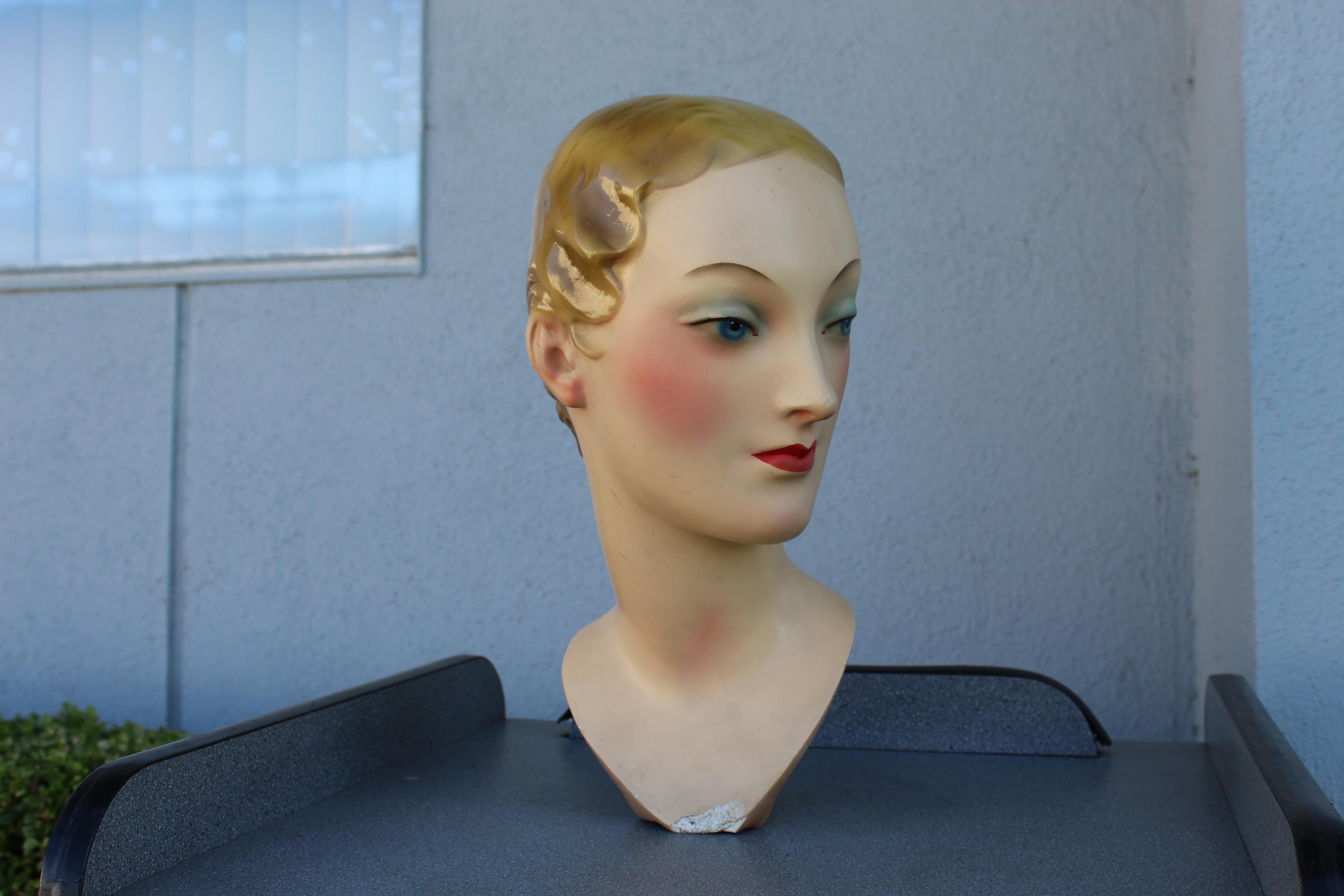 1930s Plaster Mannequin Head Art Deco # 181 For Sale at 1stDibs | art ...