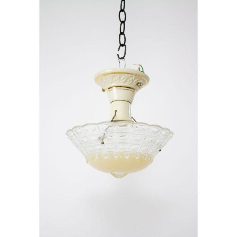1930’s Porcelain and Glass Bead Chain Pendant For Sale at 1stDibs