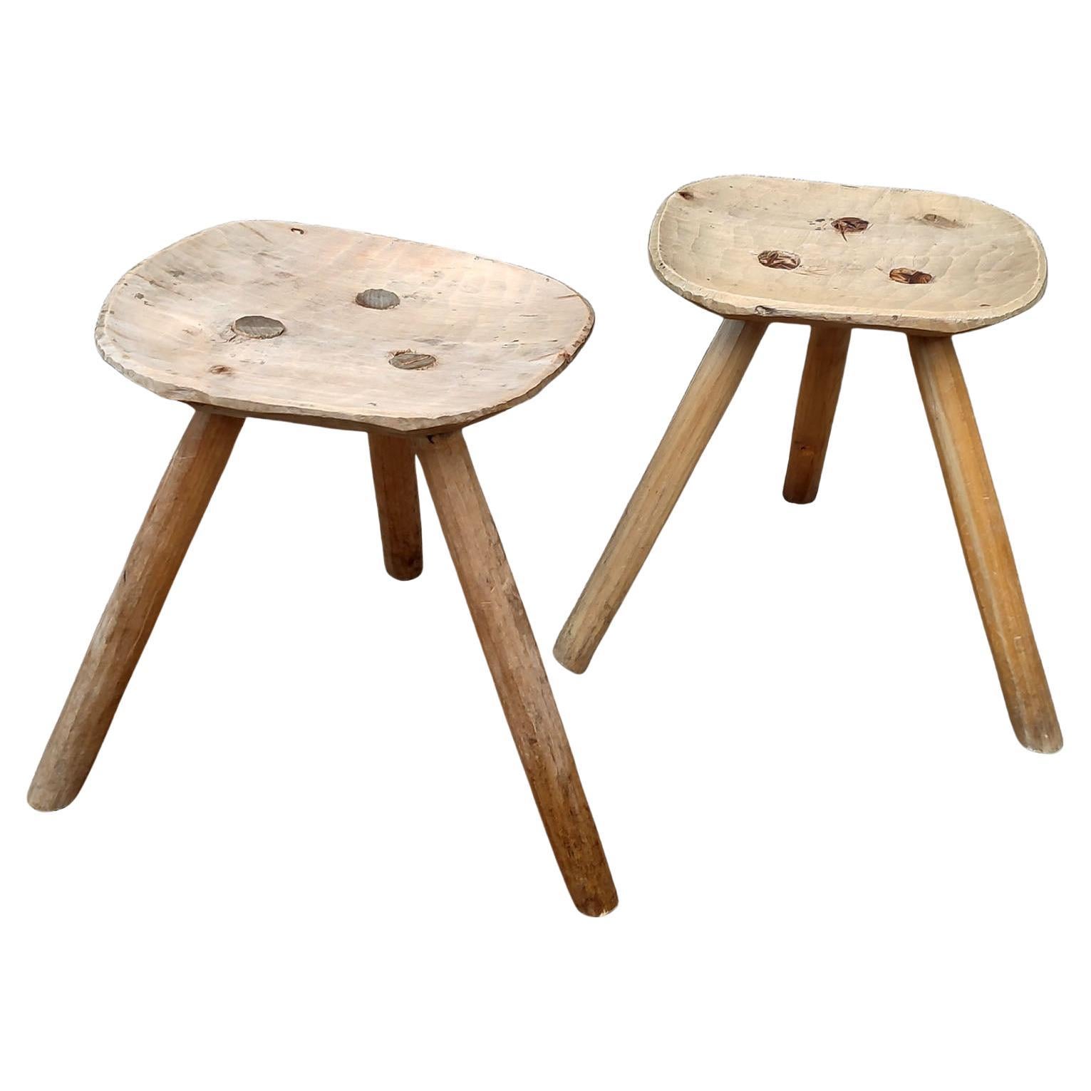 Primitive Vintage French Splayed Leg Wood Stool at 1stDibs | vintage ...