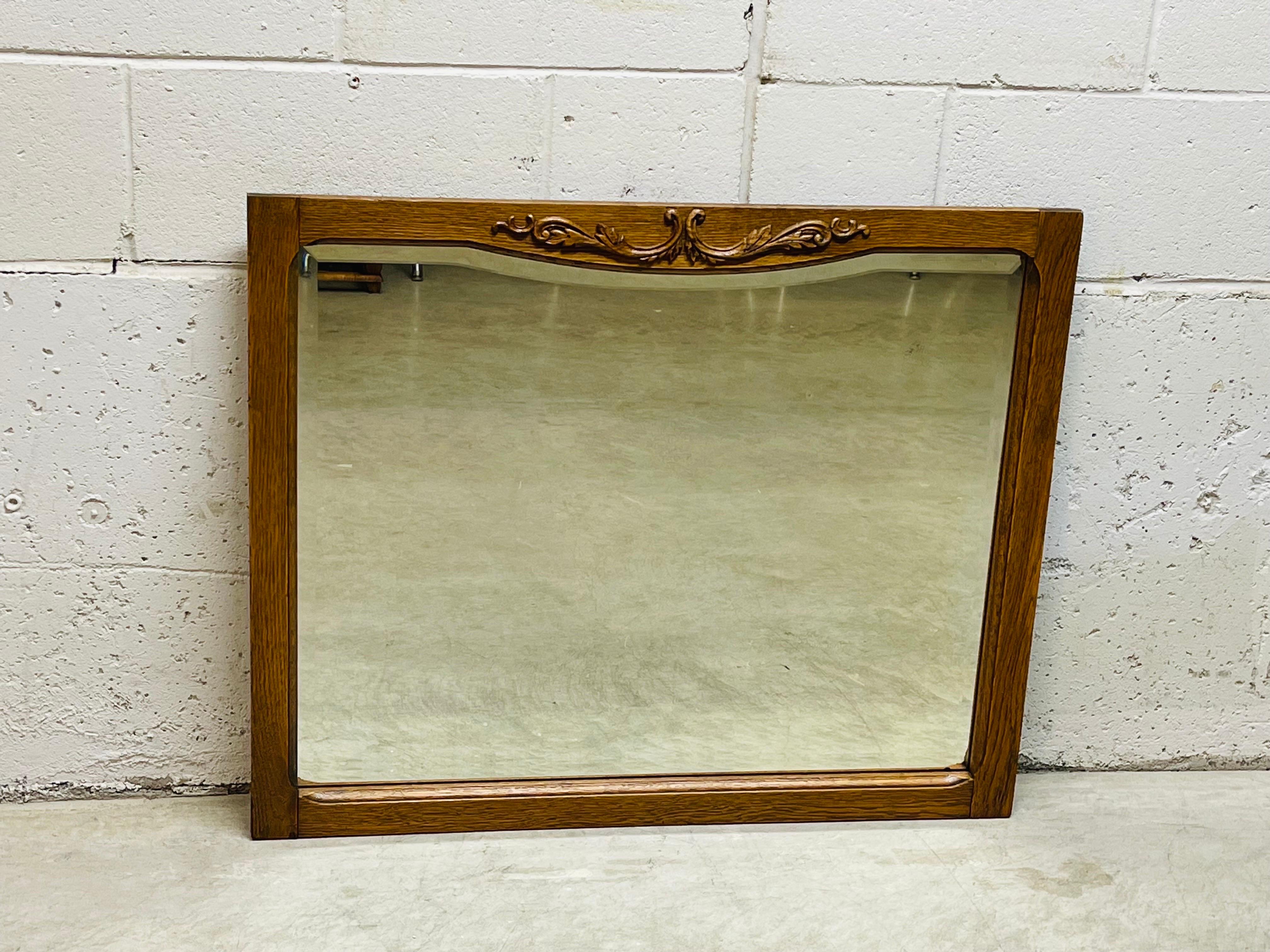 1930s Quarter Sawn Oak Frame Wall Mirror For Sale at 1stDibs