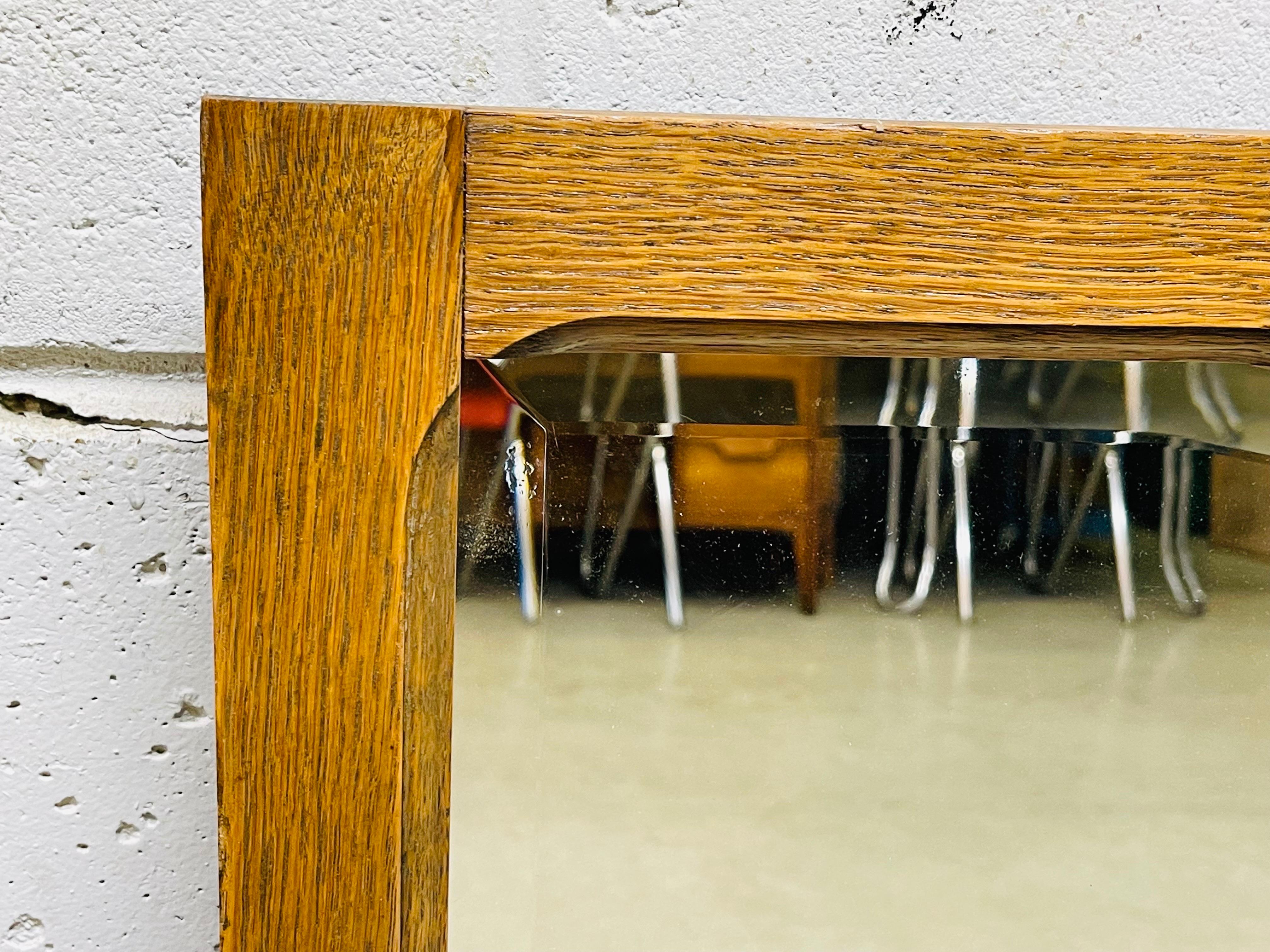 1930s Quarter Sawn Oak Frame Wall Mirror For Sale at 1stDibs