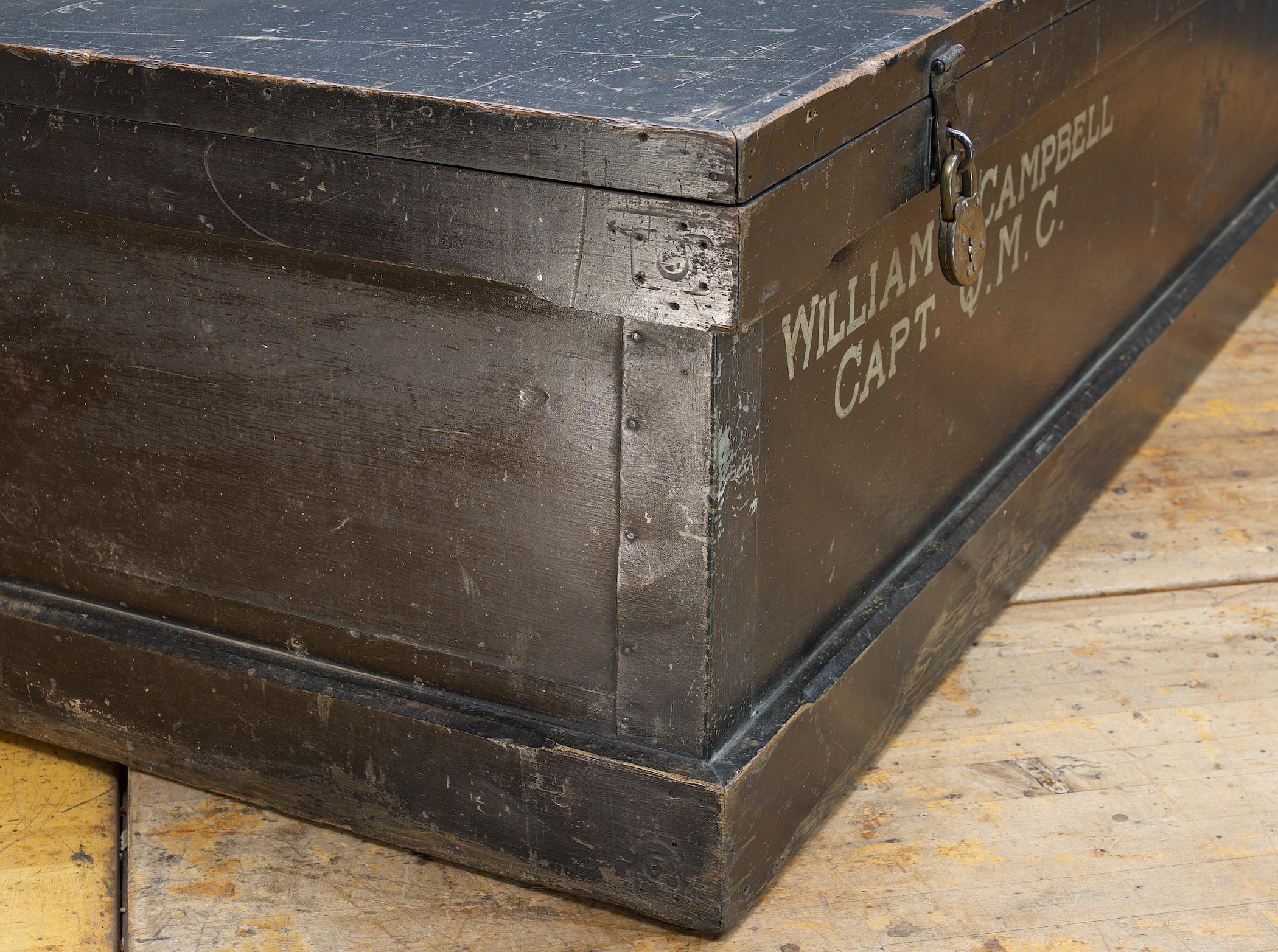 1930s Quartermasters Corps, Black Wooden Sea Crate 5-Foot Trunk Vintage ...