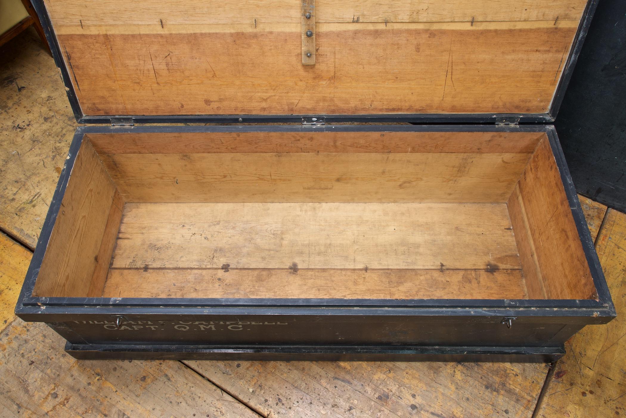 1930s Quartermasters Corps, Black Wooden Sea Crate 5-Foot Trunk Vintage ...